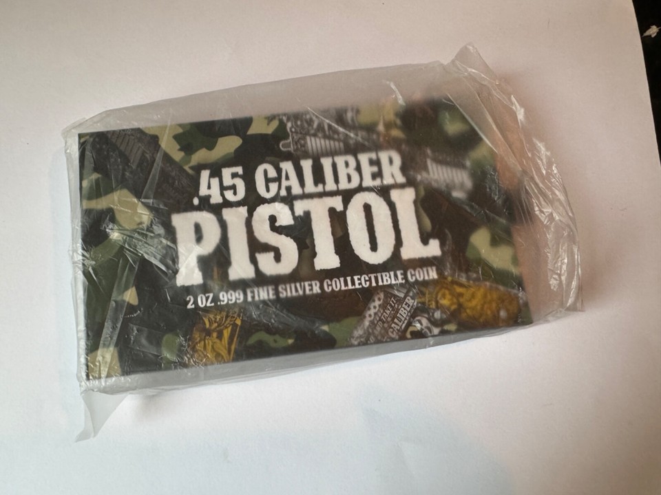 2024 Chad 2 oz Antiqued Gilt Silver 45 Caliber Shaped Pistol MS70 | eBay