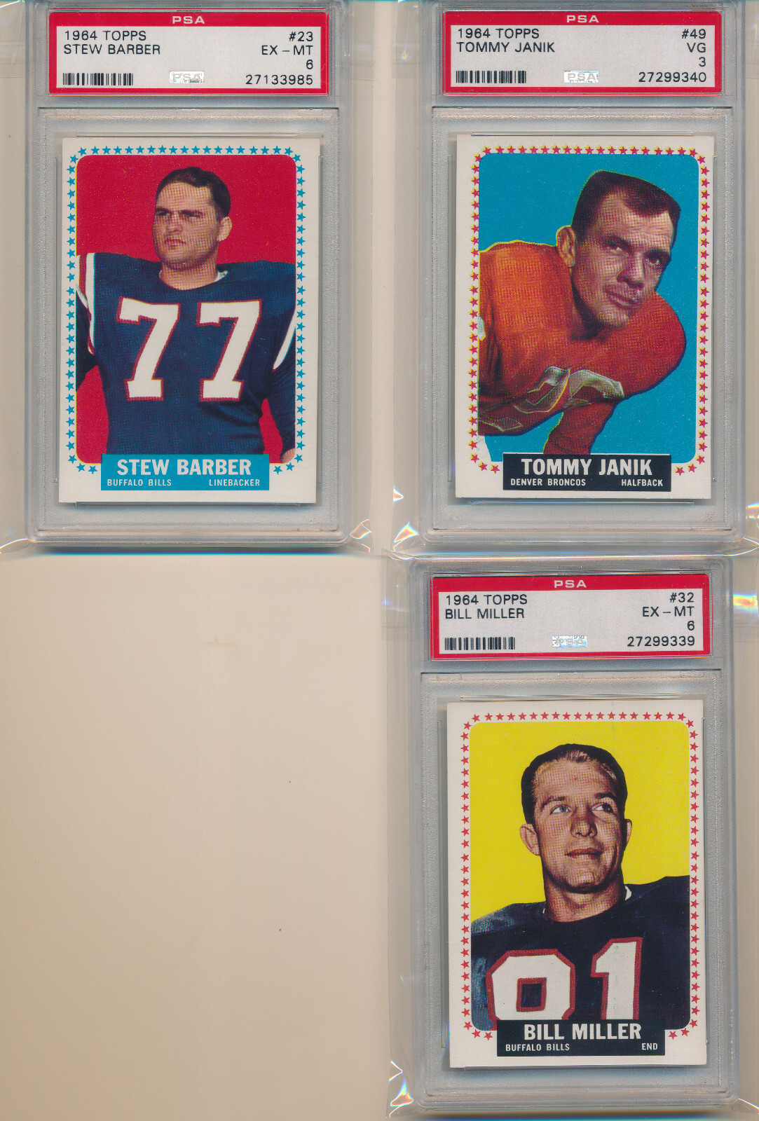 1964 Topps Football Three Card Lot (#23 PSA6/#32 PSA6/#49 PSA3) PSA | eBay