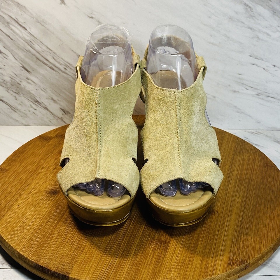 BARBARA BARBIERI Italy Women Shoes Sz 7.5 Brown Tan Suede Leather Wedge Sandals | eBay