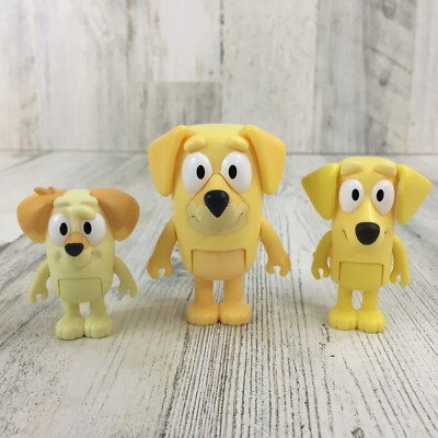 Bluey Lot of 3 PAT LUCKY CHUCKY Yellow Lab Family Dog Neighbors Figure ...