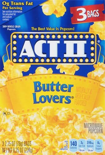 ACT II Butter Lovers Microwave Popcorn 3-Count 2.75-oz. Bags | eBay