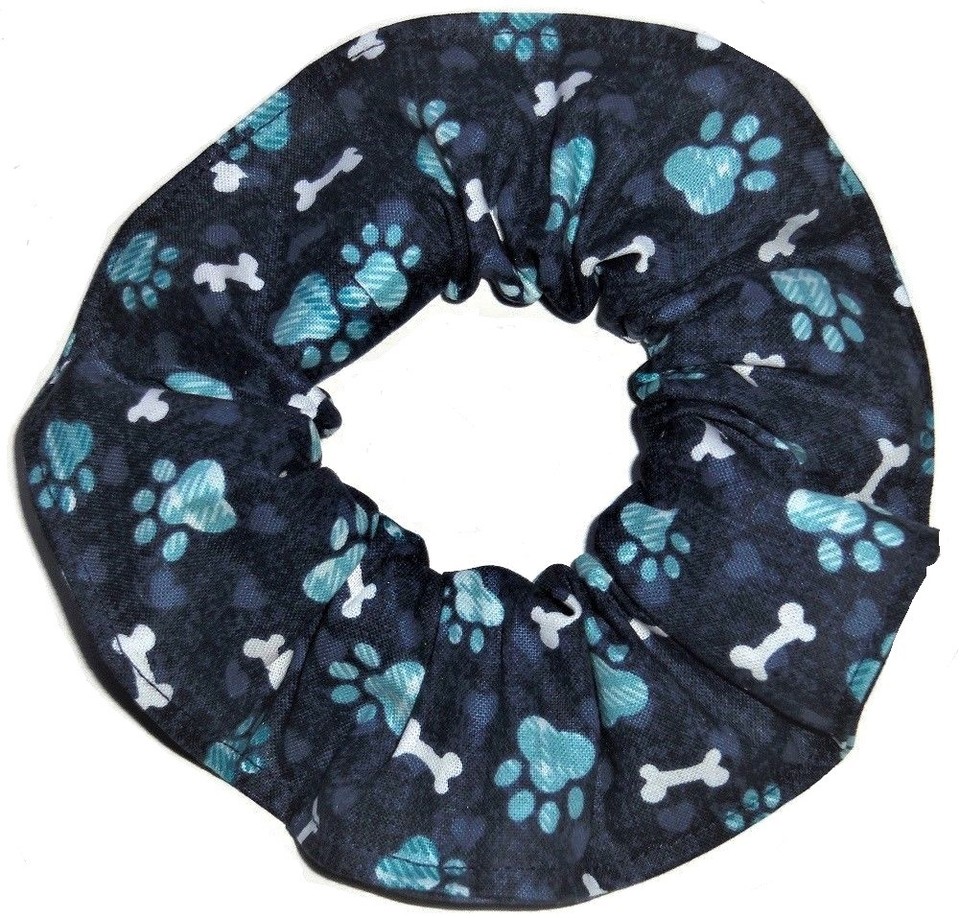 Hair Scrunchie Tie Ponytail Holder Dog Cat Paw Print Fabric Scrunchies ...