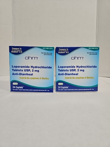 2 Pack- Ohm Loperamide Hydrochloride Anti Diarrheal Tablets 2mg 24 Caps ...