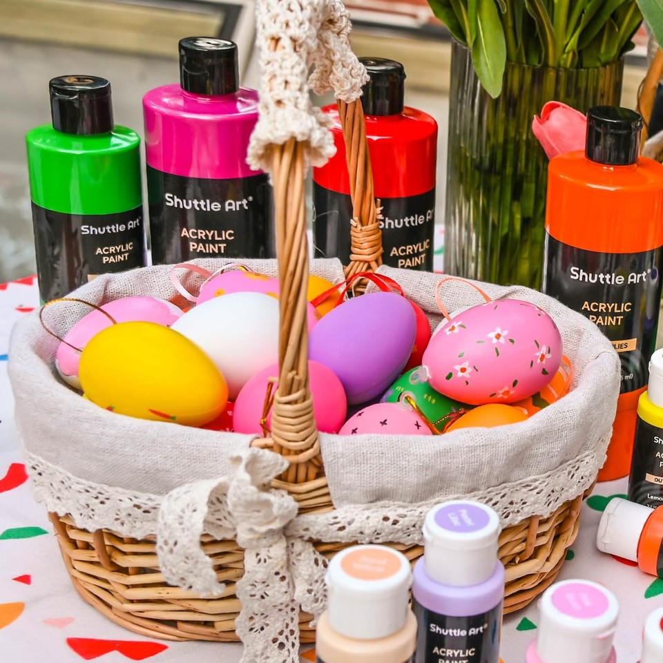 18 Colors Acrylic Paint Bottle Set (250ml/8.45oz), Rich Pigmented Bulk ...