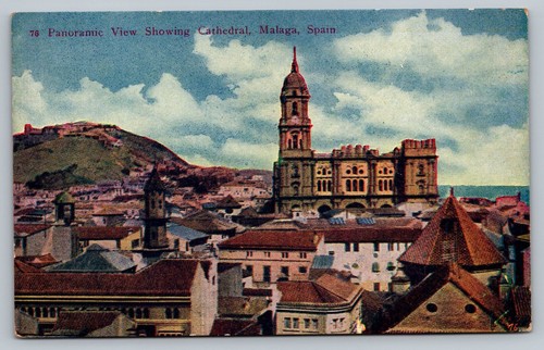 c1920 Panoramic View Showing Cathedral Malaga Spain Vintage Postcard | eBay
