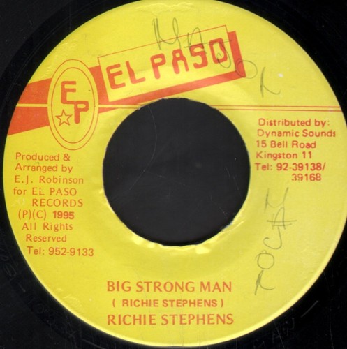 Richie Stephens Big Strong Man 7" vinyl Jamaica El Paso 1995 writing on ...