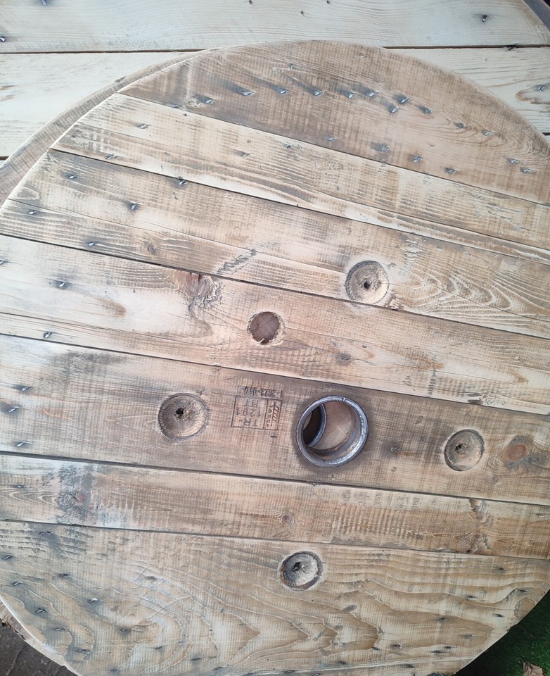 SANDED Ready For Stain (110cm) Rustic Wooden Table Top Cable Reel ...