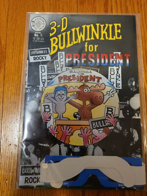 3-D BULLWINKLE FOR PRESIDENT #1 1988 BLACKTHORNE PUBLISHING WITH 3D ...