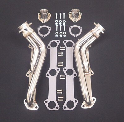 FORD SIDE VALVE STAINLESS STEEL POLISHED SHORTIE HEADERS LHD REAR EXIT ...