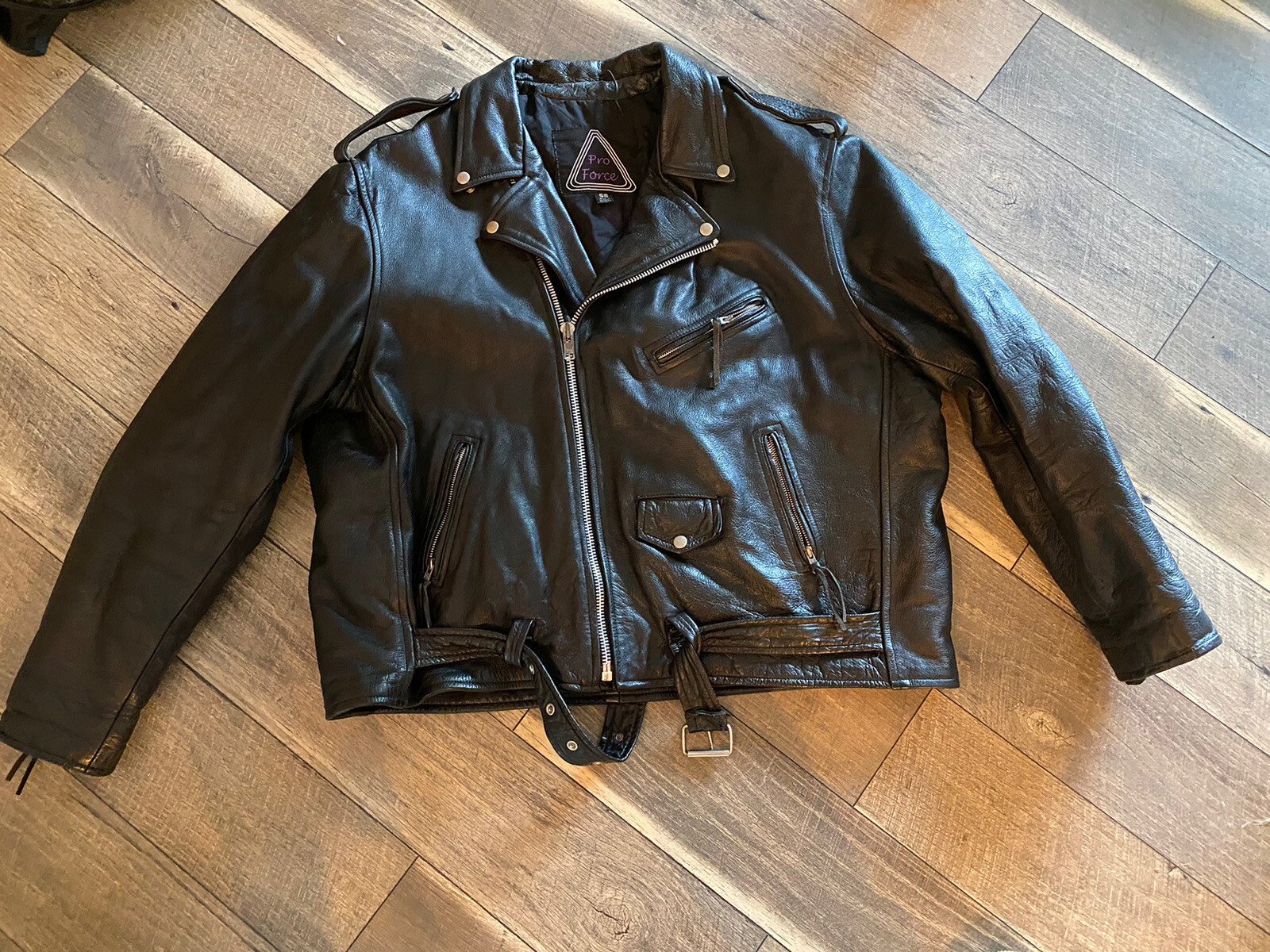 Leather Pro Force Black Leather Biker Motorcycle Jack… - Gem