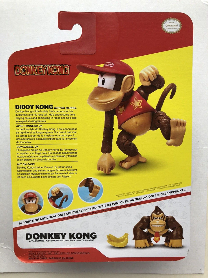 Jakks Pacific World of Nintendo Diddy Kong 4” w DK Barrel Toy Figure ...