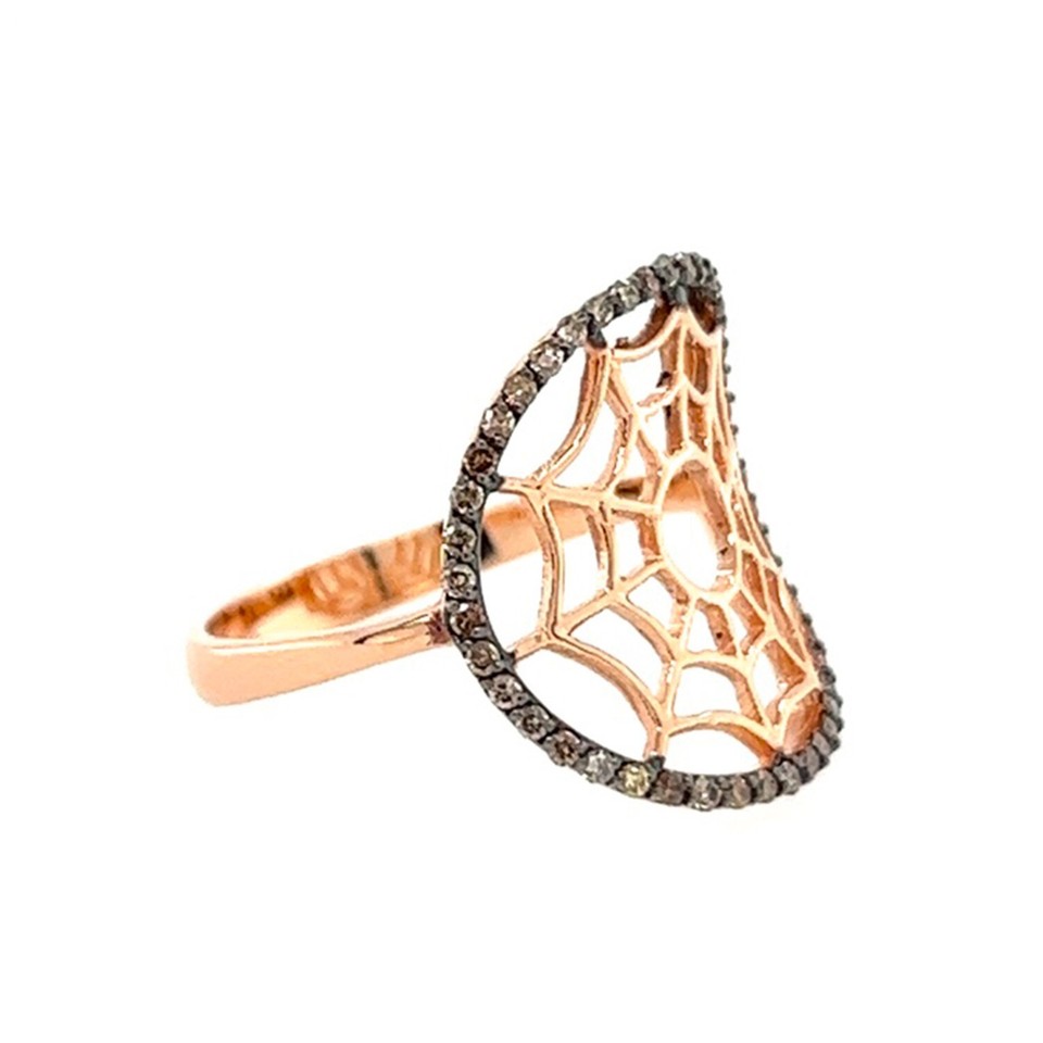 14K Rose Gold Champagne Diamond Spider Web Ring 0.35ct TDW Size 8 | eBay