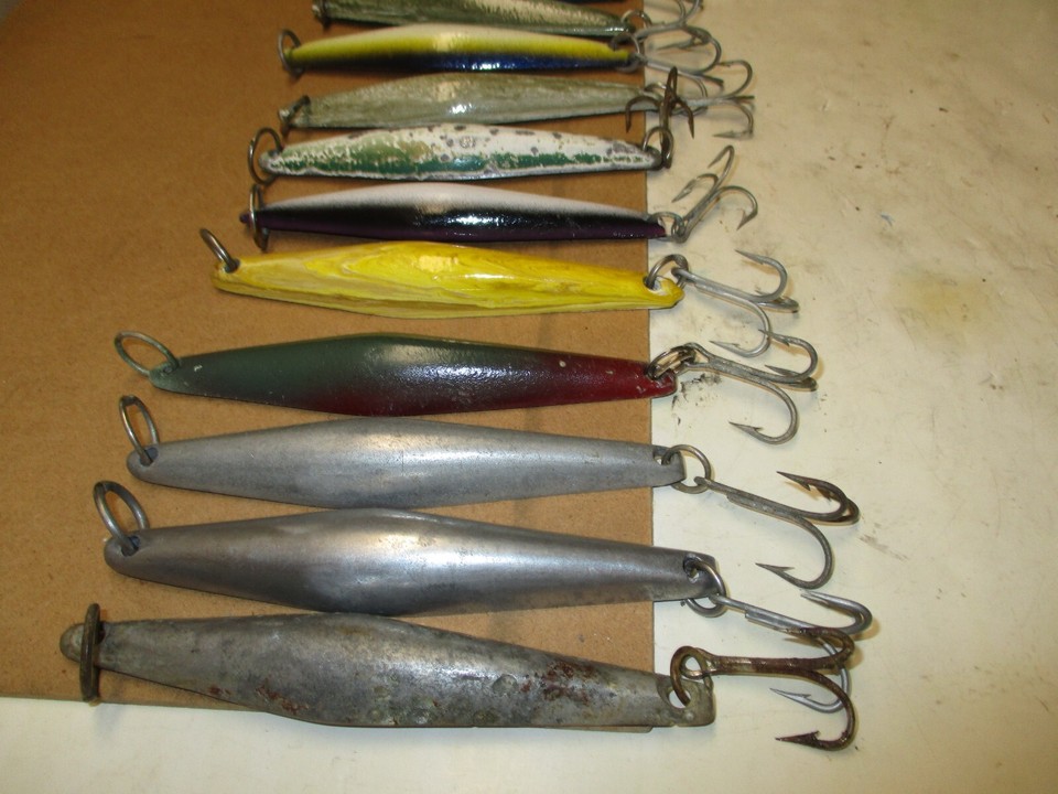 VINTAGE IRON JIGS ** SALAS J-POT SURFACE JIGS SET OF 13 JIGS *** RARE ...