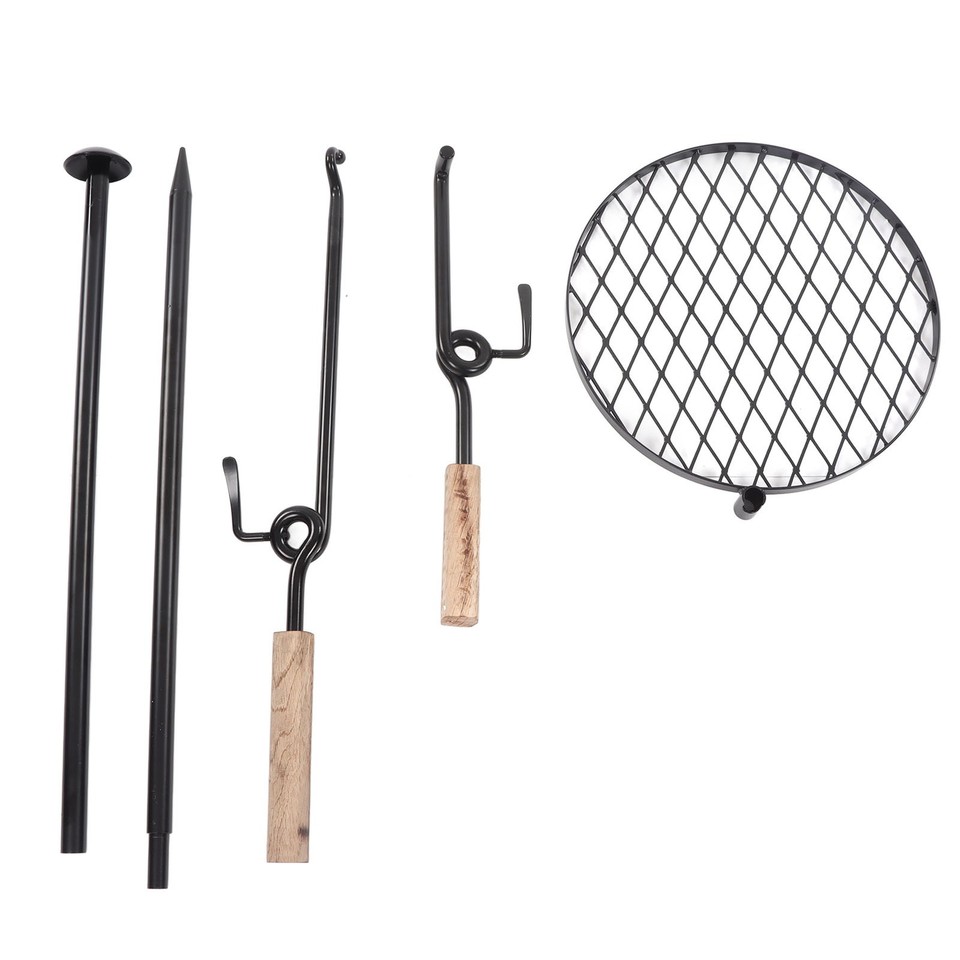 ༝Outdoor Barbecue Grill Stand Assemblable Cast Iron Grill Net And Arm ...