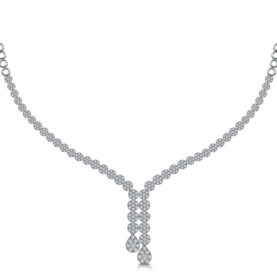 4.5Ct F VS Lab Grown Diamond Cluster Y Necklace Pressure Set 925 ...