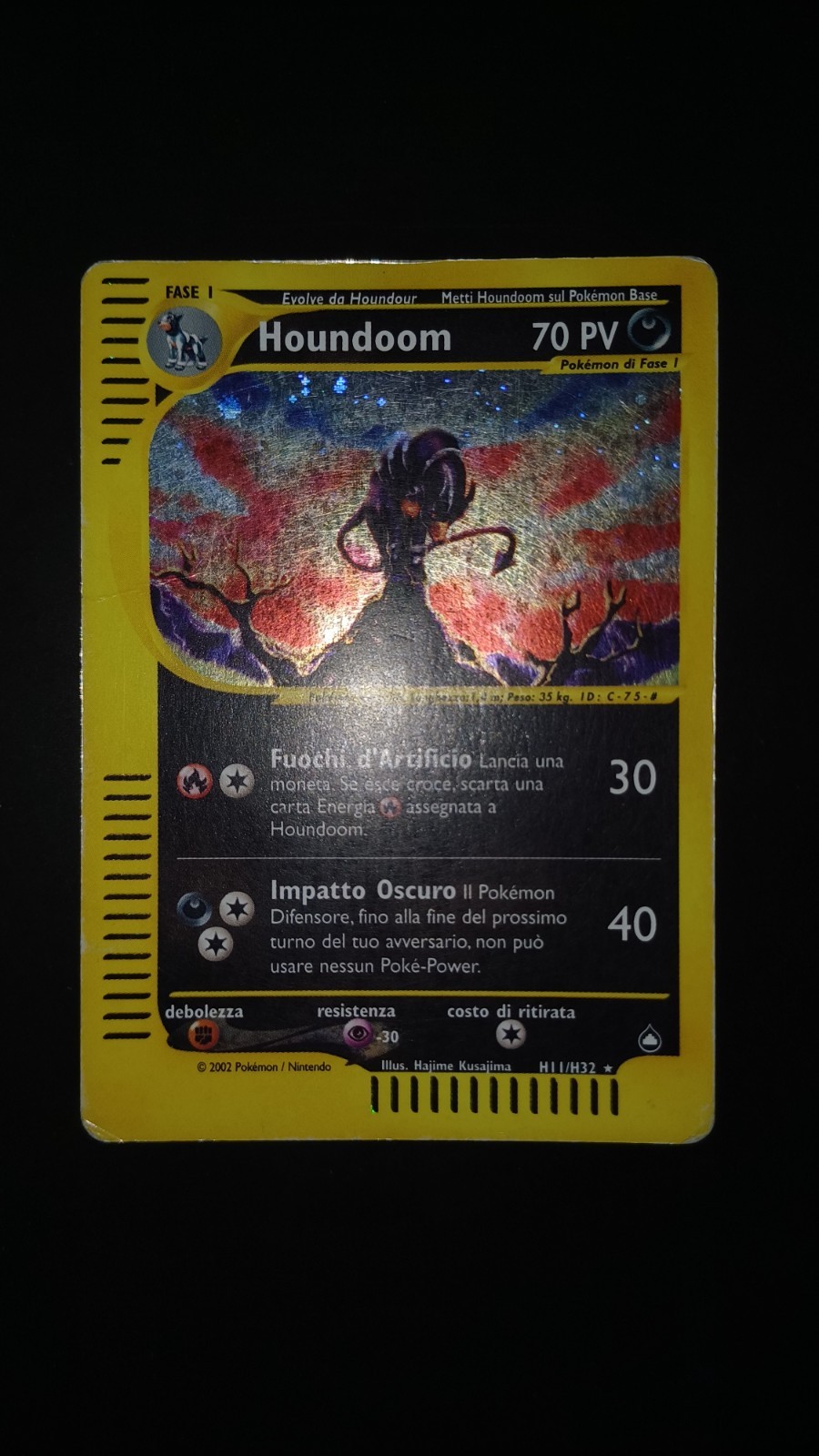 POKEMON HOUNDOOM HOLO AQUAPOLIS H11/H32 ITA PLAYED NO SHINING CRYSTAL ...