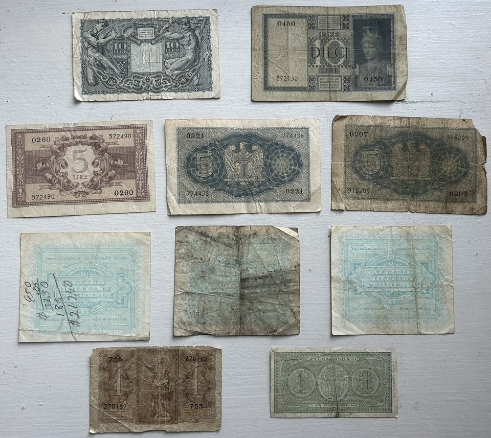 1930s To 1940s Italy Paper Money Lire And Military Currency Lot | eBay