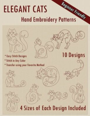 Elegant Cats Hand Embroidery Pattern 9781530598694| eBay