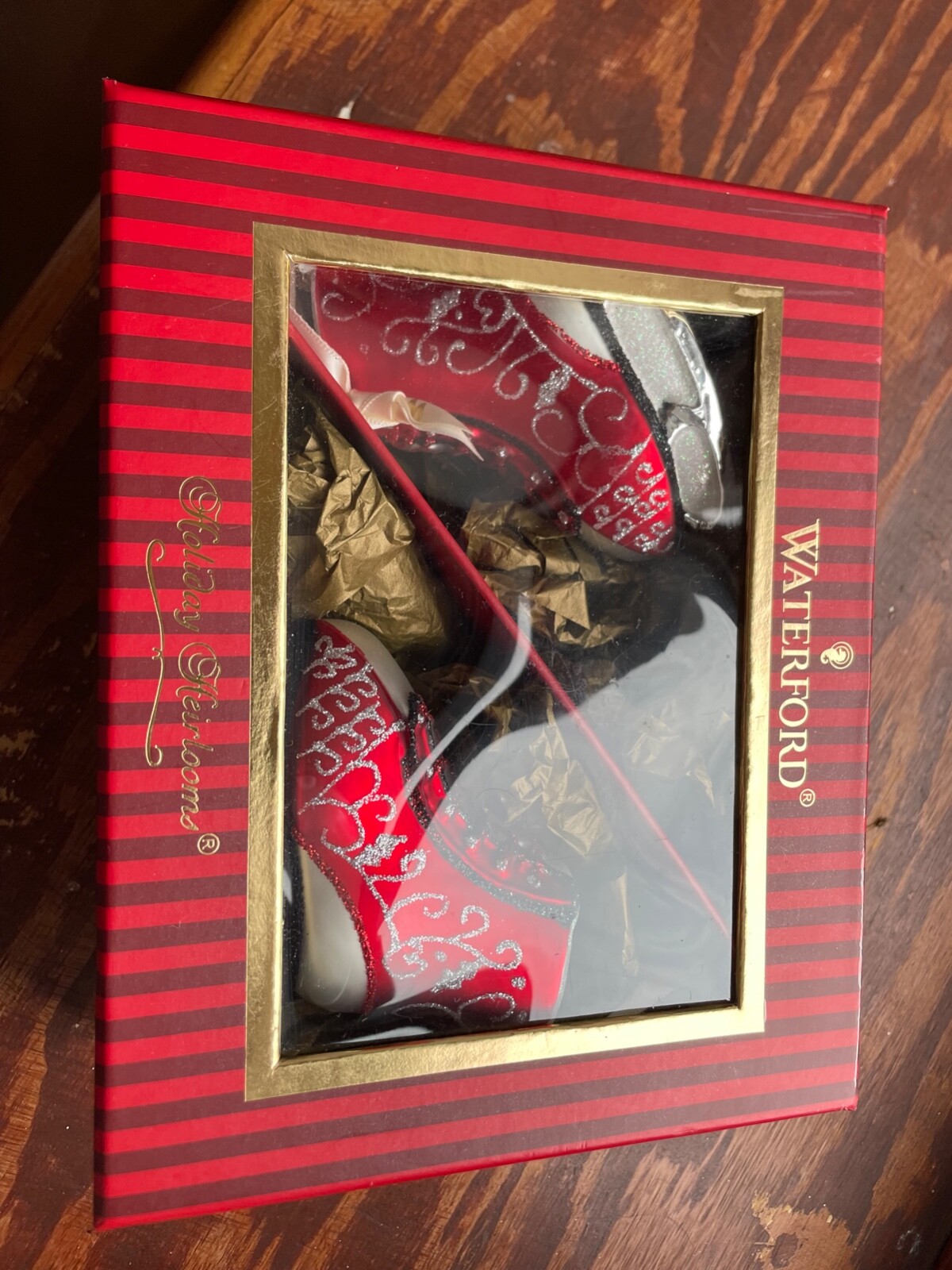 Waterford Holiday Heirloom Ice Dancing Skates Pair Glass Ornaments ...