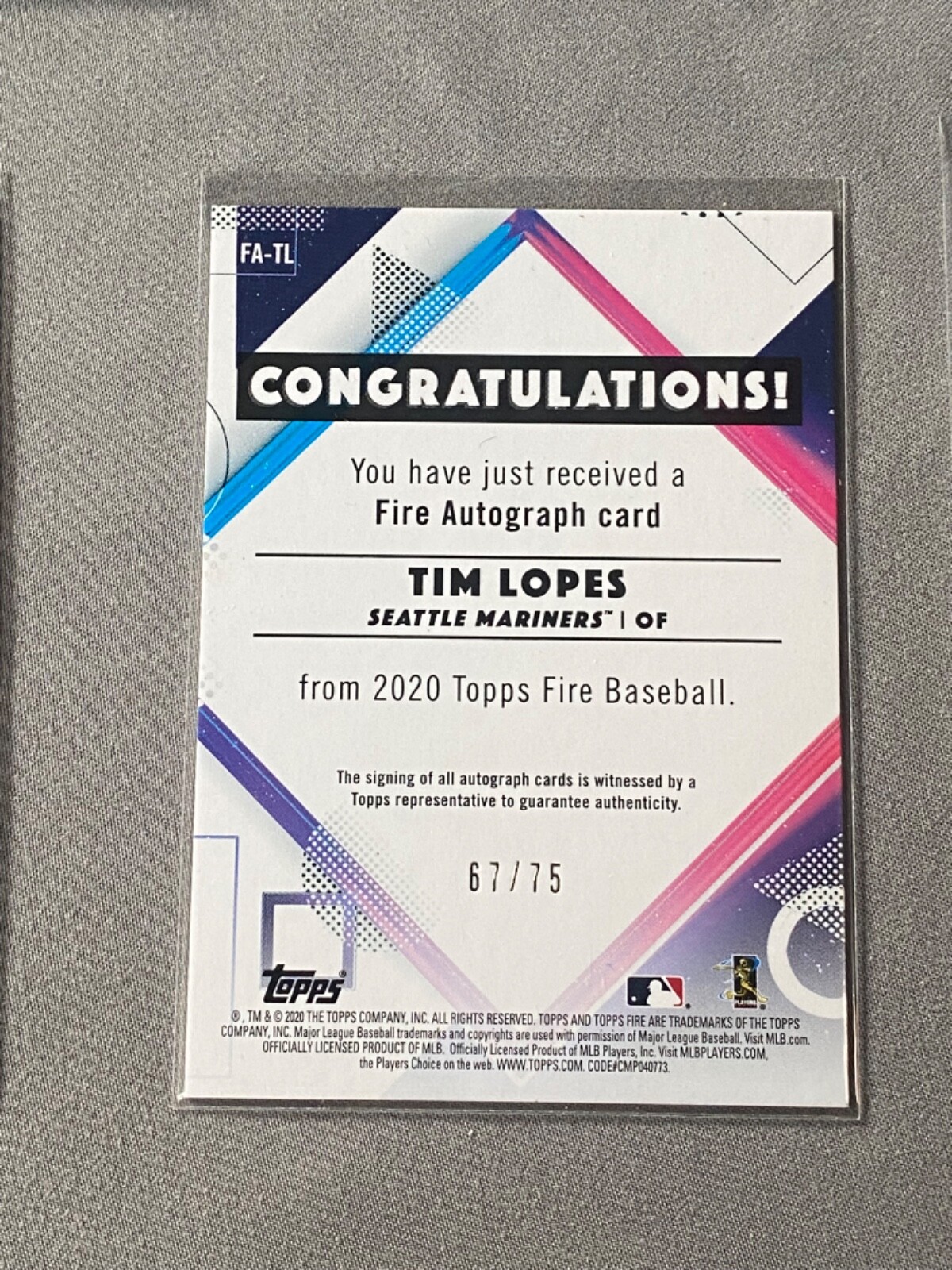 2020 Topps Fire Tim Lopes Colorado Rockies Auto /75 | eBay