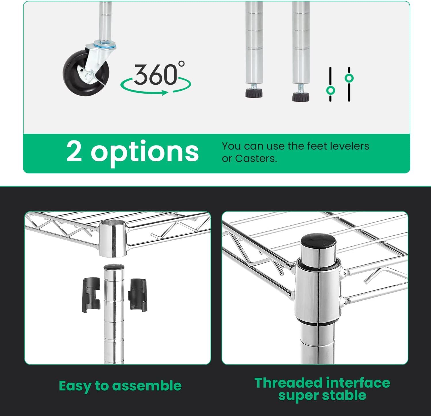 18”x48”x76” 6-Tier Wire Shelving Unit NSF Metal Shelf Rack 6000 LBS ...