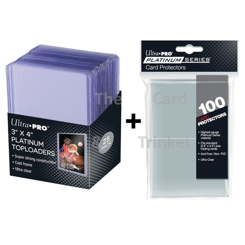 25 Ultra PRO Platinum 35pt Toploaders + 100 SLEEVES Topload Card ...