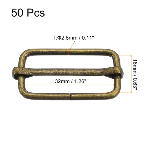 Slides Buckles, 50pcs 32x16x2.8mm Metal Roller Pin Buckles, Bronze Tone ...