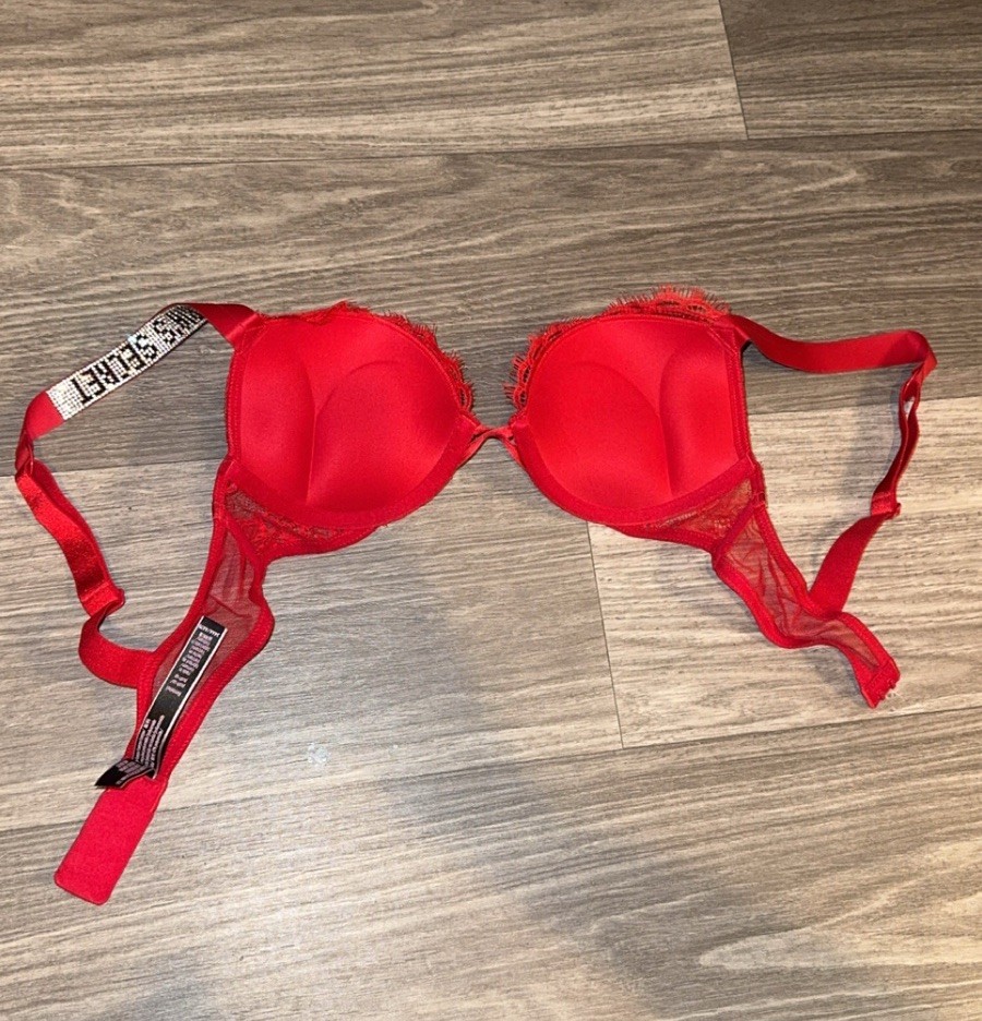 Victoria’s Secret Bombshell Shine Bling Straps Red Lace 34AA 32A | eBay