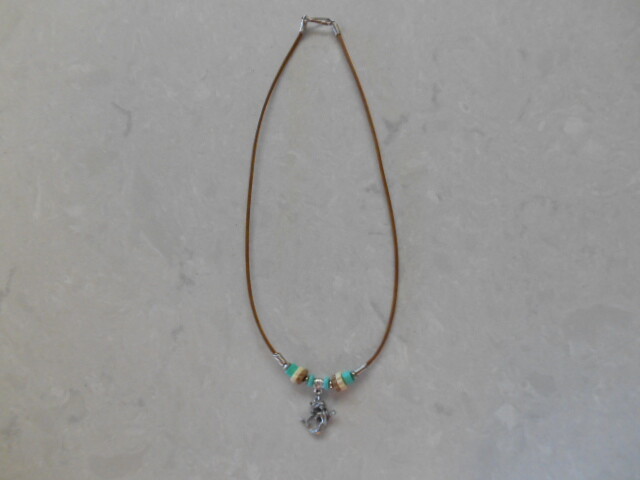 18" Necklace Mermaid Charm Holding Starfish Brown Leather Cord Hard ...