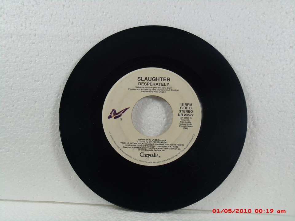 SLAUGHTER-(45)-FLY TO THE ANGELS / DESPERATELY - CHRYSALIS RECORDS NR ...