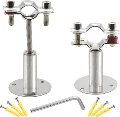 2 Pcs Stainless Steel Wall Mount Ceiling Mount Pipe Support, Adjustable ...