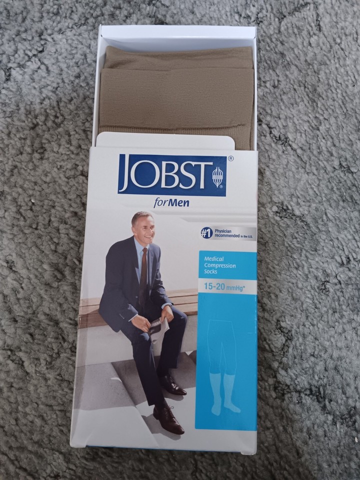 Jobst For Men Mens Compression Knee Socks 15-20 mmhg Khaki Large Knee ...