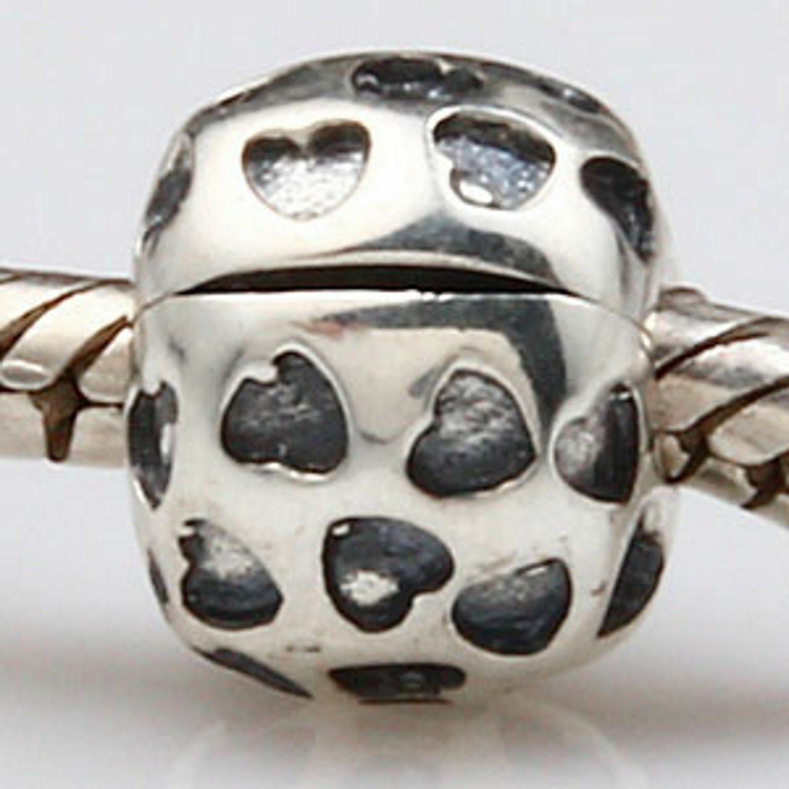 2 X Sterling Silver Round Clips / Stoppers with Multiple Hearts - UK ...