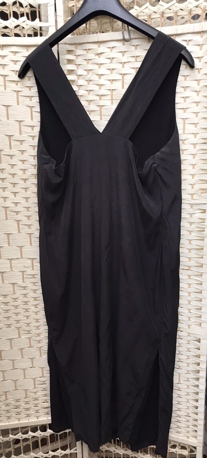 Modern Rarity Beautiful Black Pure Silk Strap Dress S… - Gem