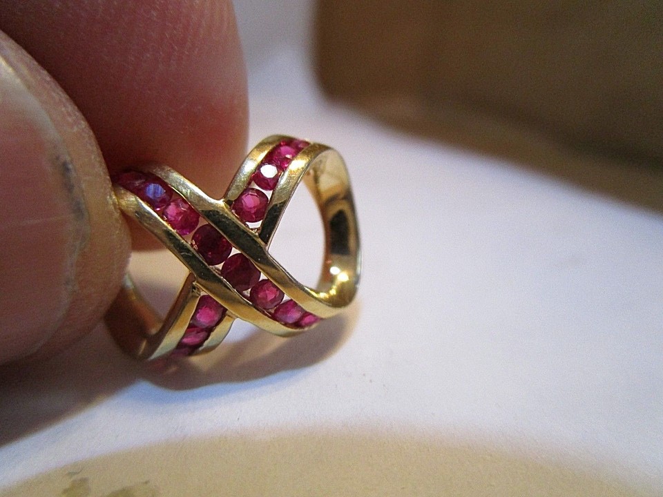 Infinity Slide Pendant 14K yellow gold and Rubies | eBay