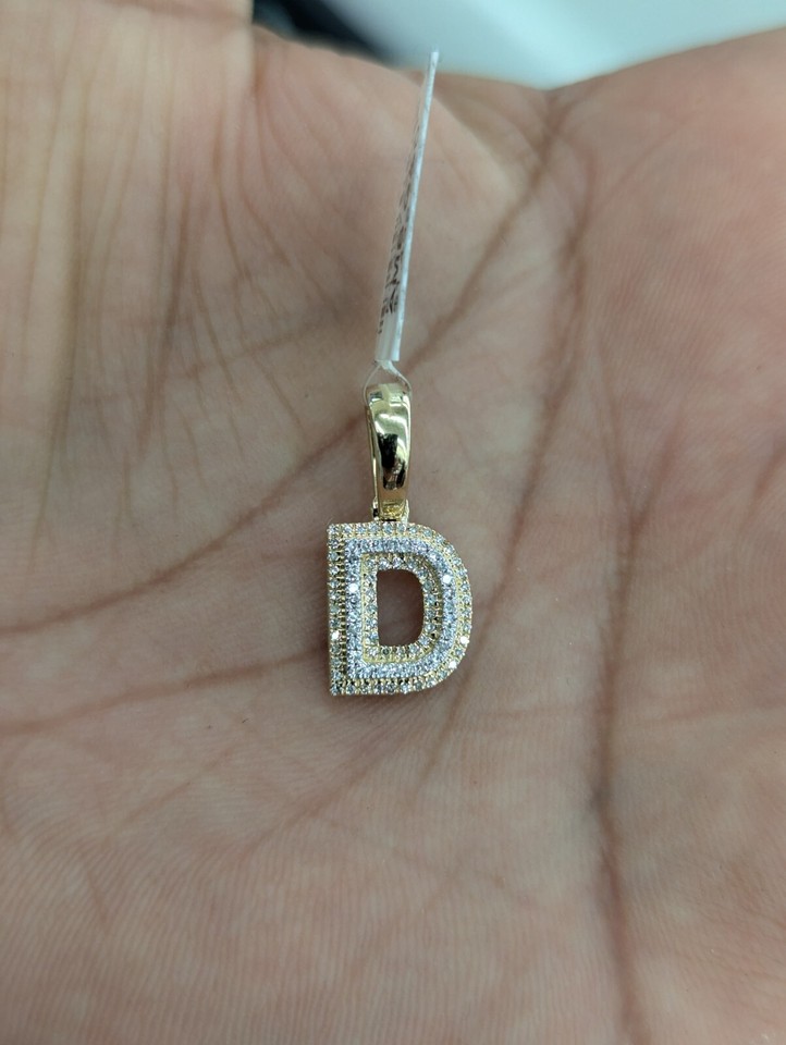Real Natural Diamond 10kt Yellow Gold Two-tone Bubble Style Initial D ...