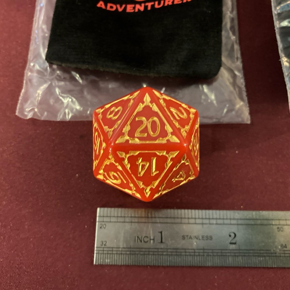 Two (2) Jumbo D20 Polyhedral Dice for RPGs D&D Pathfinder, ~ 35mm Dice ...