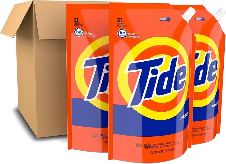 Tide Laundry Detergent Liquid Soap Pouches, High 45 Fl Oz (Pack of 3 ...