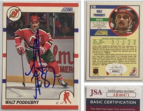 Devils Walt Poddubny Signed Autograph 1990-91 Score American - JSA ...