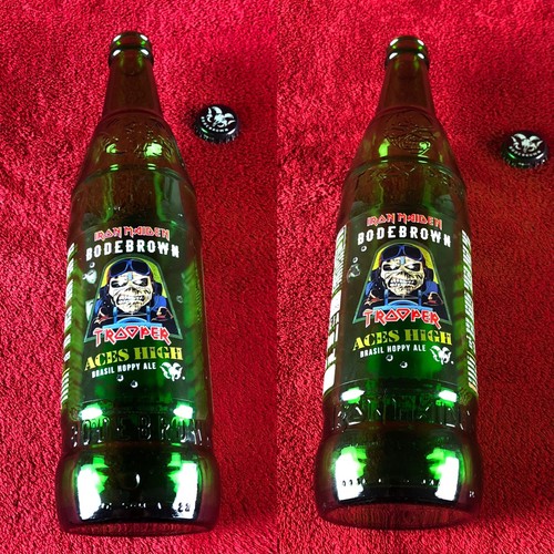 2x TROOPER BRAZIL ACES HIGH EMPTY BEER GLASS BOTTLE BODEBROWN IRON ...