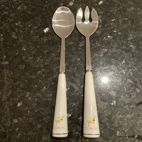 Pottery Barn Reindeer Server Rudolph 12.5” Tall Spoon And Fork | eBay