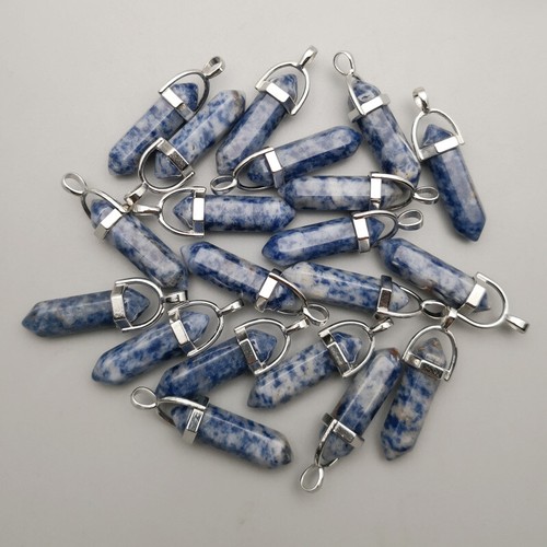 Wholesale 24pcs/lot Natural Sodalite Stone Chakra Pillar Charms ...
