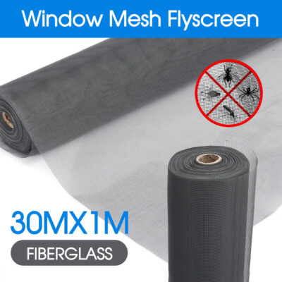 Roll Insect Flywire Window Fly Screen Net Mesh Flyscreen 100FT / 30M | eBay