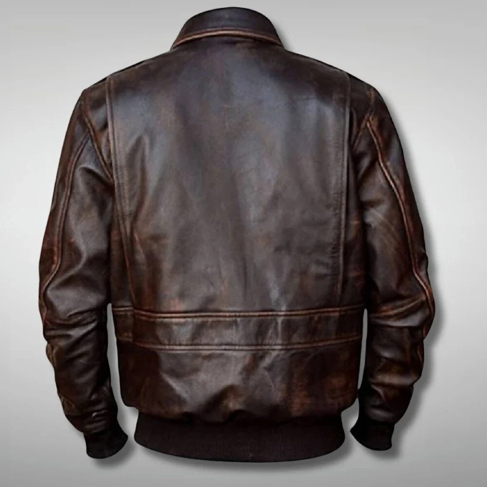 Men’s A-2 Aviator Air Force Pilot Leather Jacket Aviator A2 Flight ...