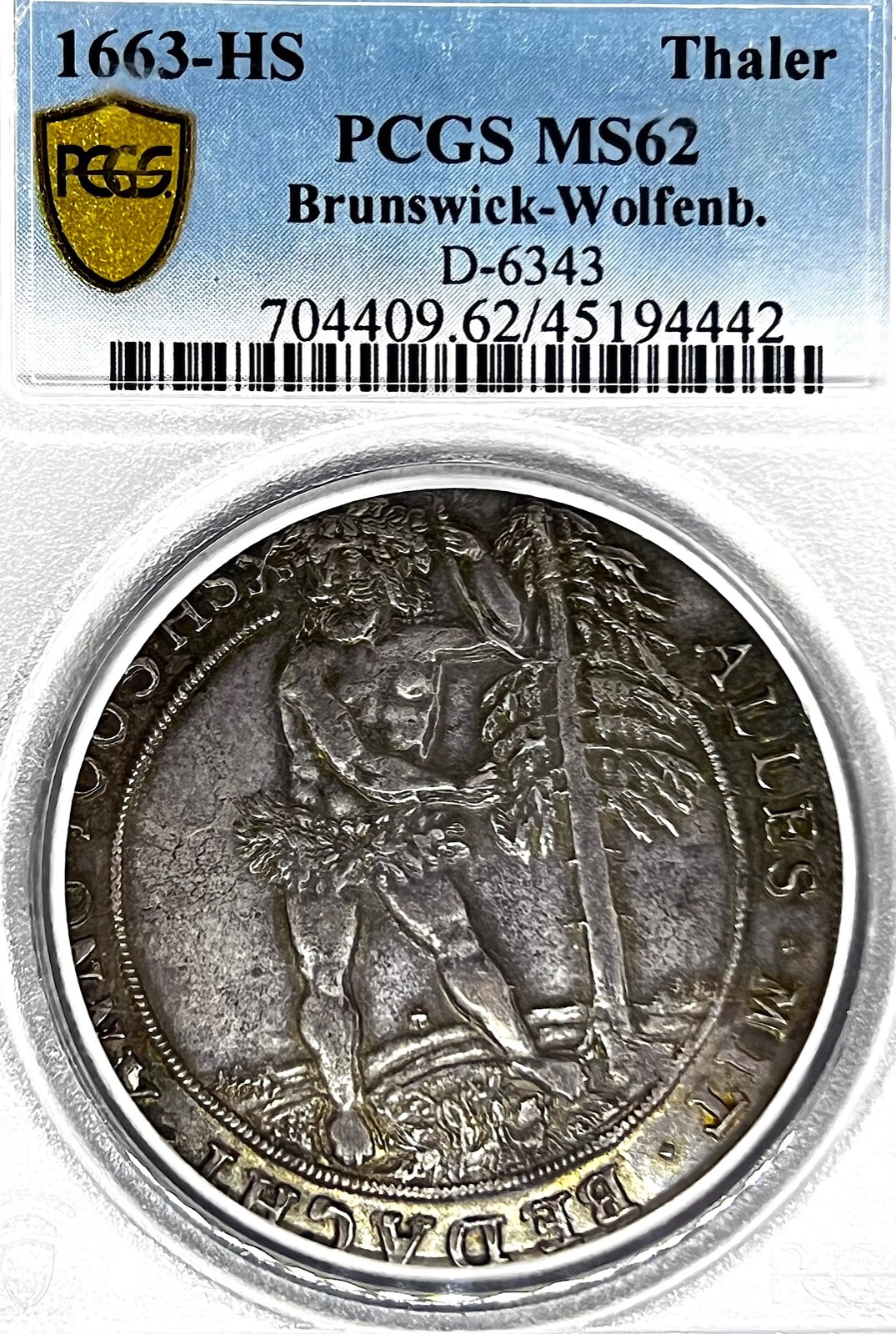 German State Brunswick-Wolfenbuttel 1663 Taler Coin Thaler PCGS MS62 VZ ...