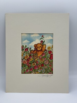 Lucy Rigg Art Print Signed Dated Matted Garden Teddy Bear 10x8" New | eBay