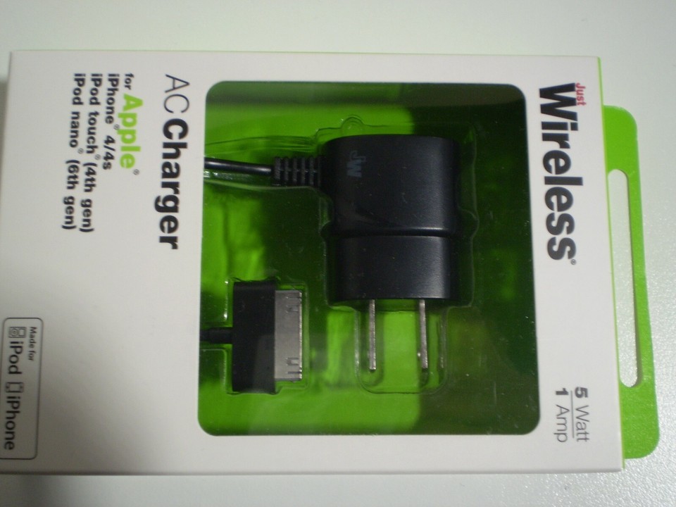 Just Wireless AC Charger - Apple iPhone 4/4s, iPod Touch, iPod Nano ...