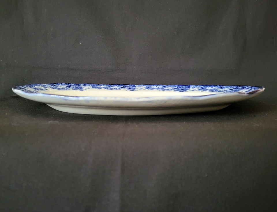 Antique Bishop & Stonier Flow Blue Floral Oval Platter Ilam Bisto ...