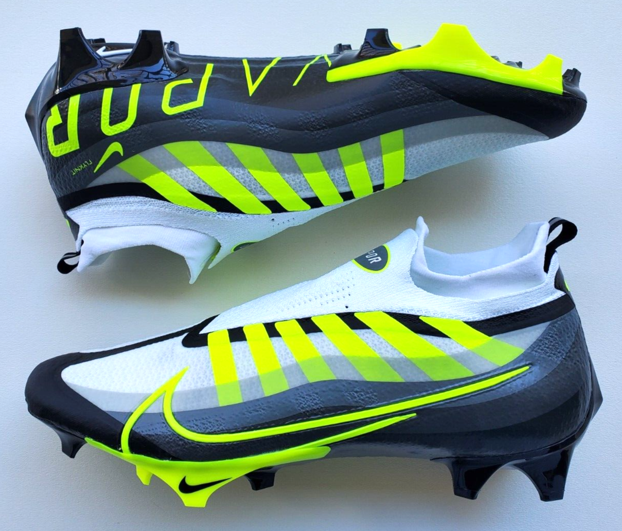 Nike Vapor Edge Elite 360 Flyknit Football Cleats 13 Black White Volt ...