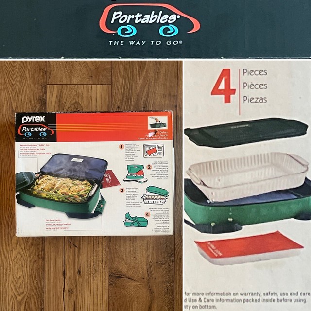PYREX Portables 4 PC Set With 3 Quart Casserole Dish Insulated Food ...